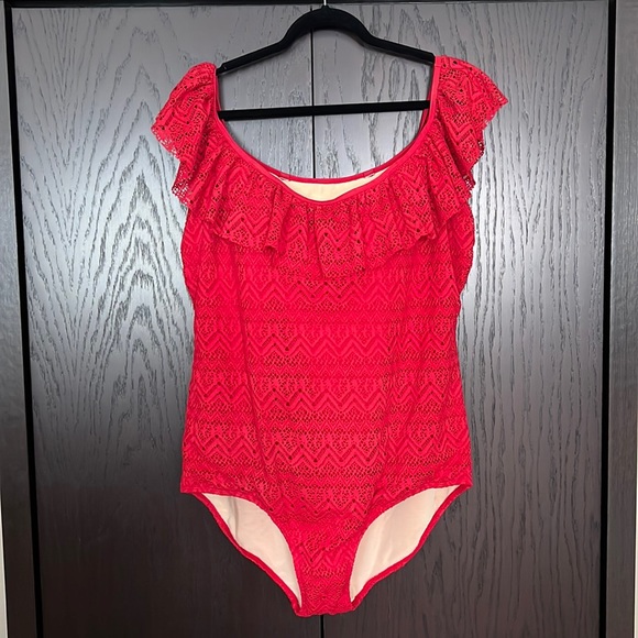 Swimsuits For All | Swim | Swimsuits For All Red One Piece Eyelet ...